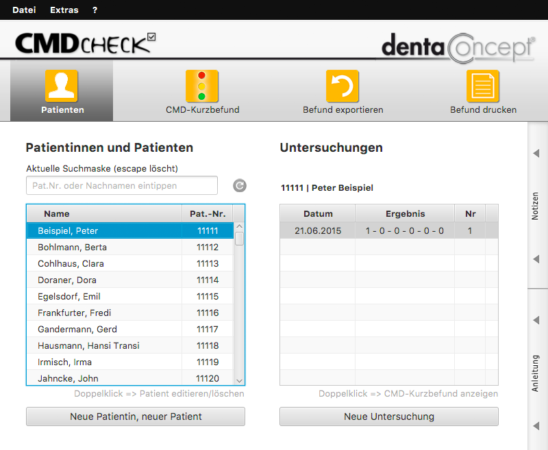 dentaConcept : Software : CMDcheck4